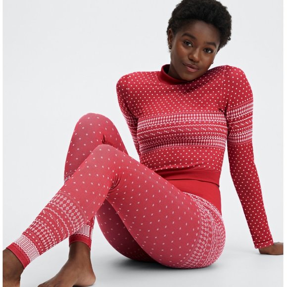 Fabletics | Tops | Fabletics Fair Isle Long Sleeve Top Red | Poshmark